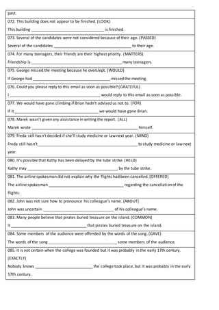 Fce key-word-transformation 250 exercises | DOC