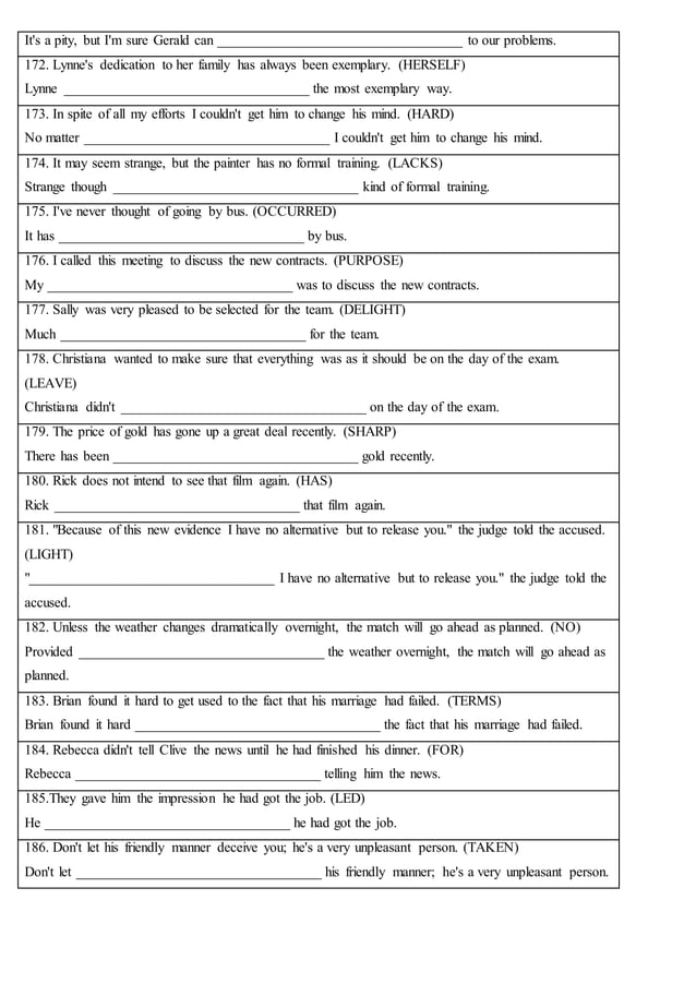 Fce key-word-transformation 250 exercises | DOC | Smoking Cessation ...