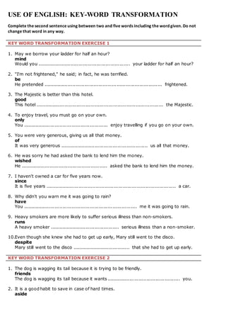 Fce key-word-transformation 250 exercises | DOC