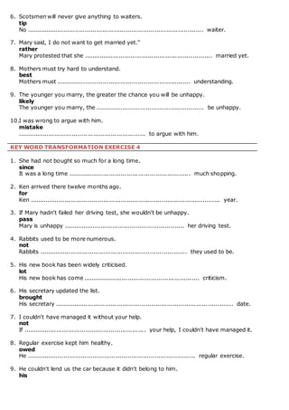 Fce key-word-transformation 250 exercises | DOC