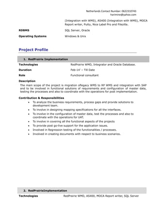 Harimine_RedPrairie_Consultant | PDF