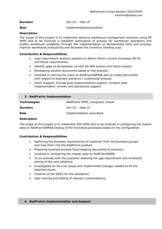 Harimine_RedPrairie_Consultant | PDF