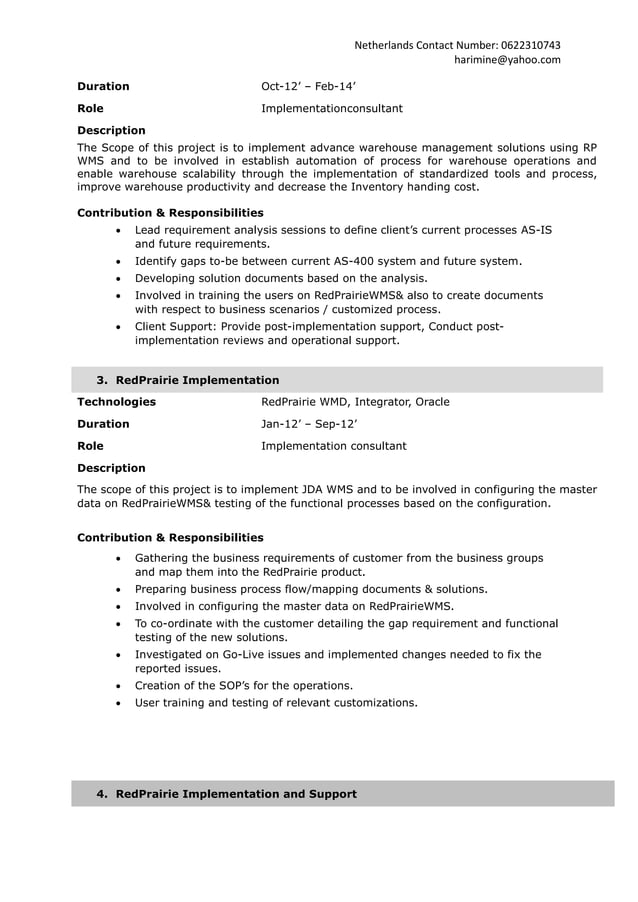 Harimine_RedPrairie_Consultant | PDF