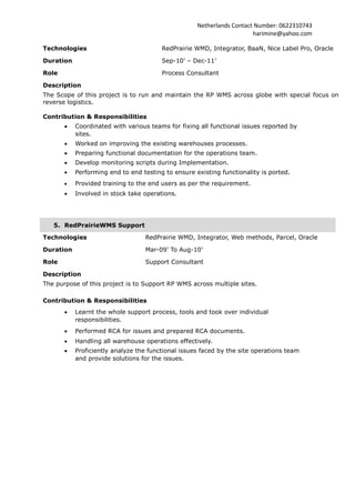 Harimine_RedPrairie_Consultant | PDF