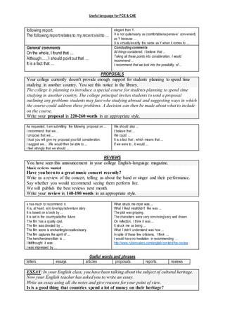 Fce and cae key words 4 speaking and writing | DOC