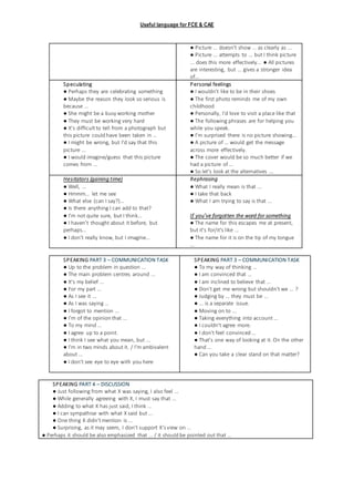 Fce and cae key words 4 speaking and writing | DOC
