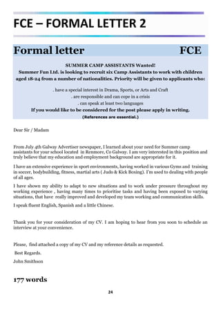 FCE & CAE Real Writing Examples | PDF