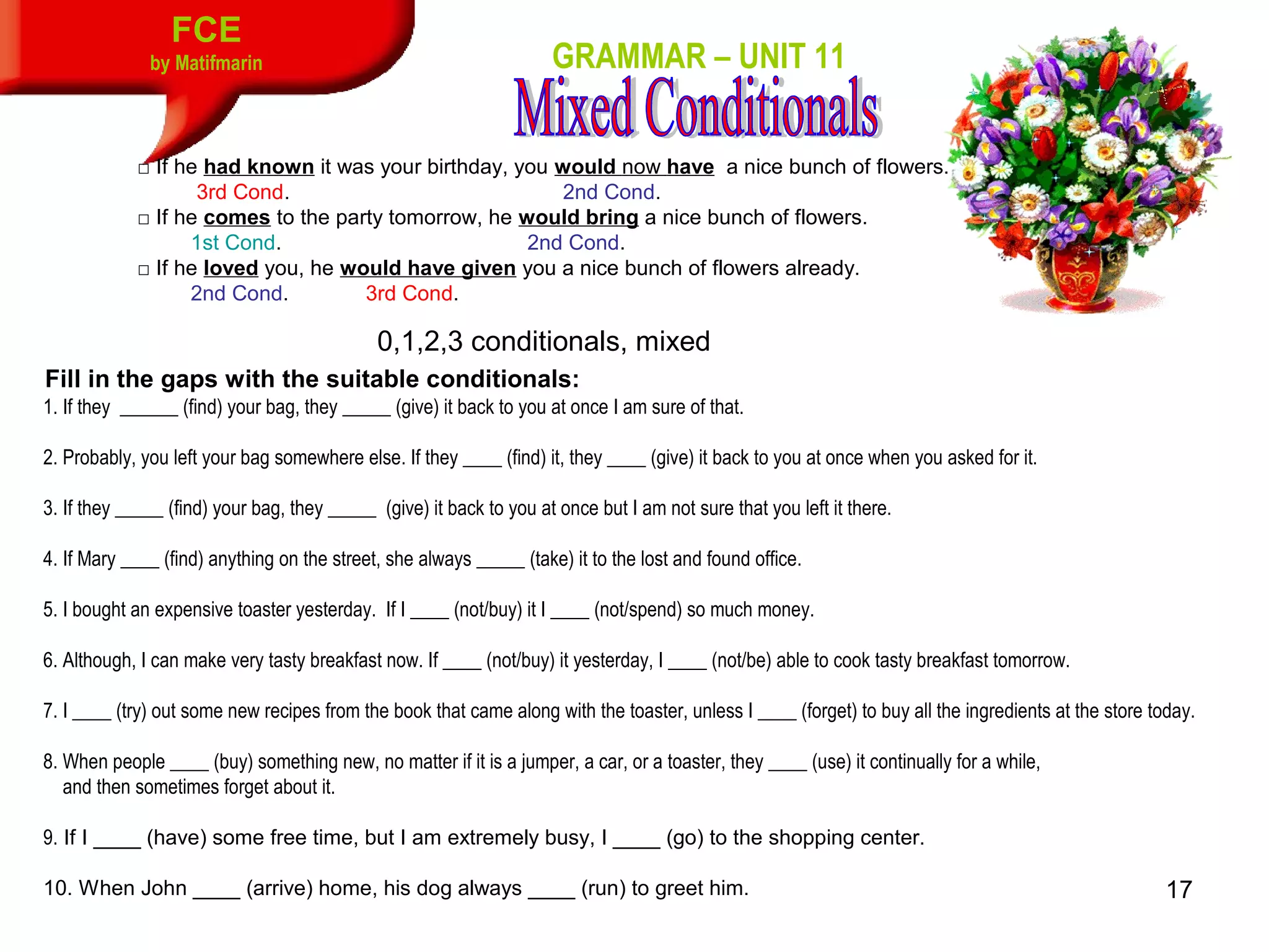 FCE Grammar Contents Unit 11: Conditionals and AGREEMENT – DISAGREEMENT | PPT