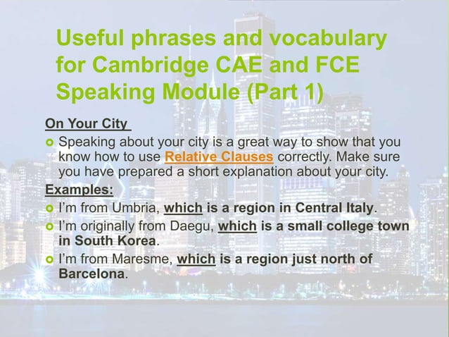 FCE Speaking Part I | PPTX