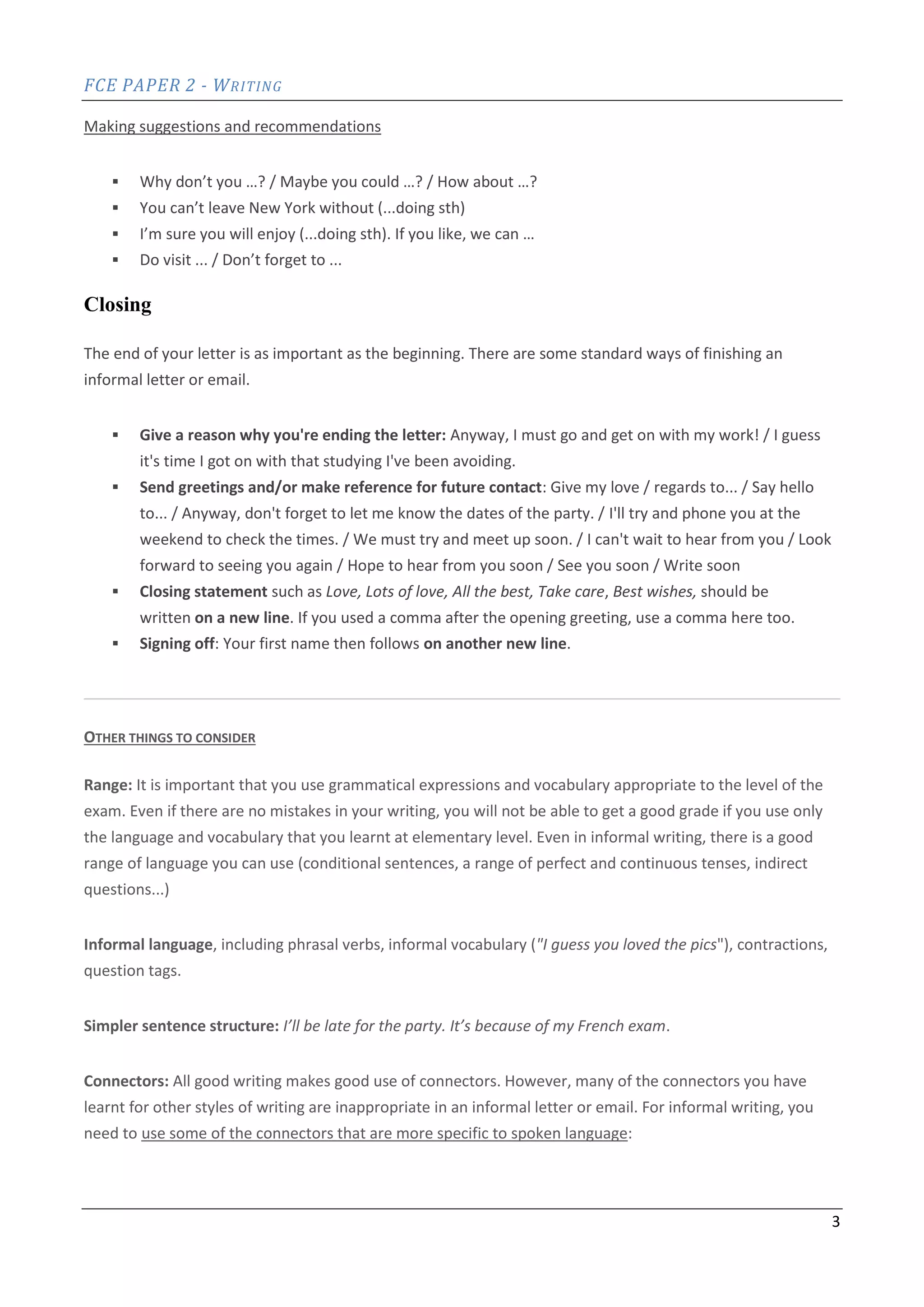 Fce informal letter email | PDF