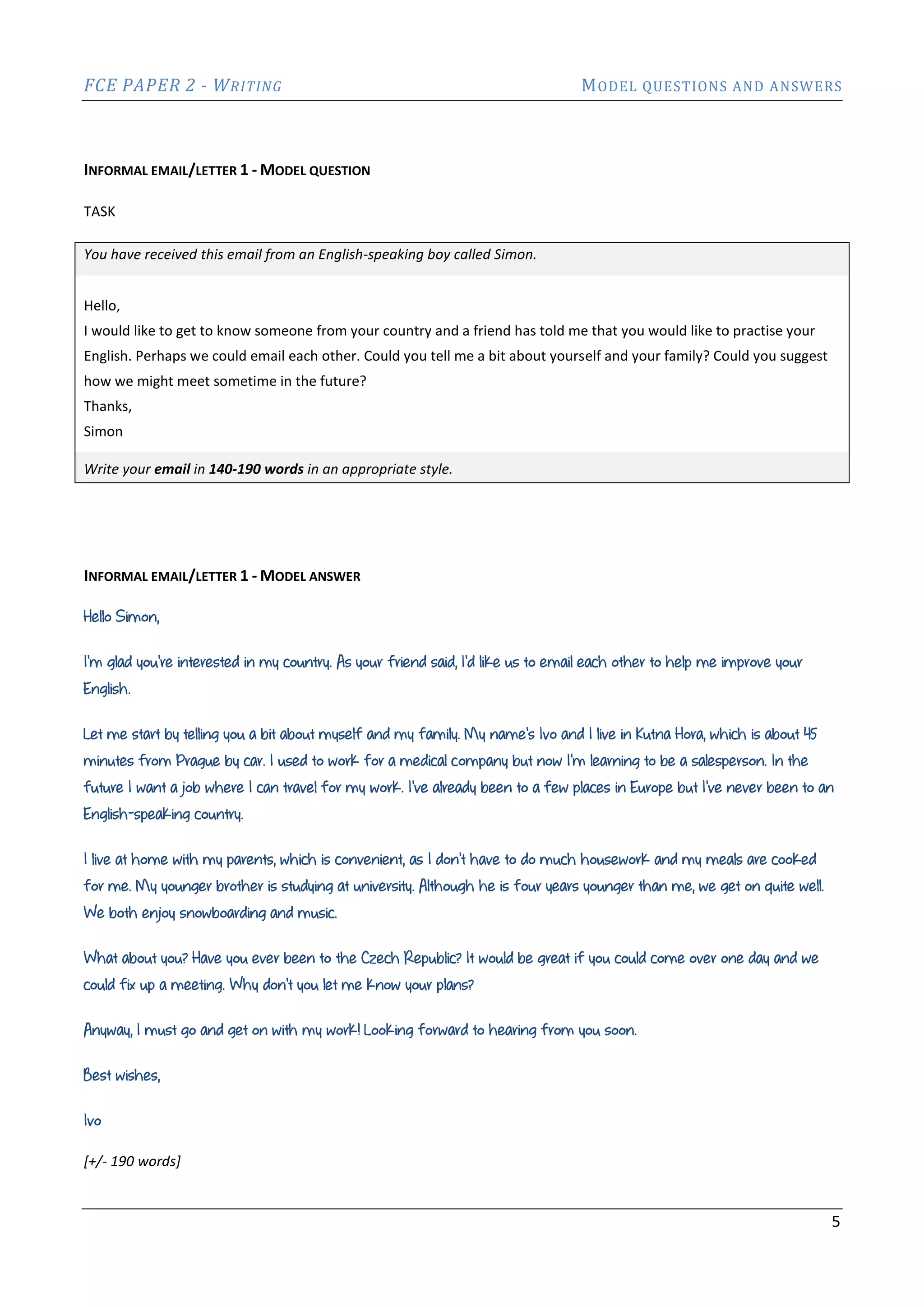 Fce informal letter email | PDF