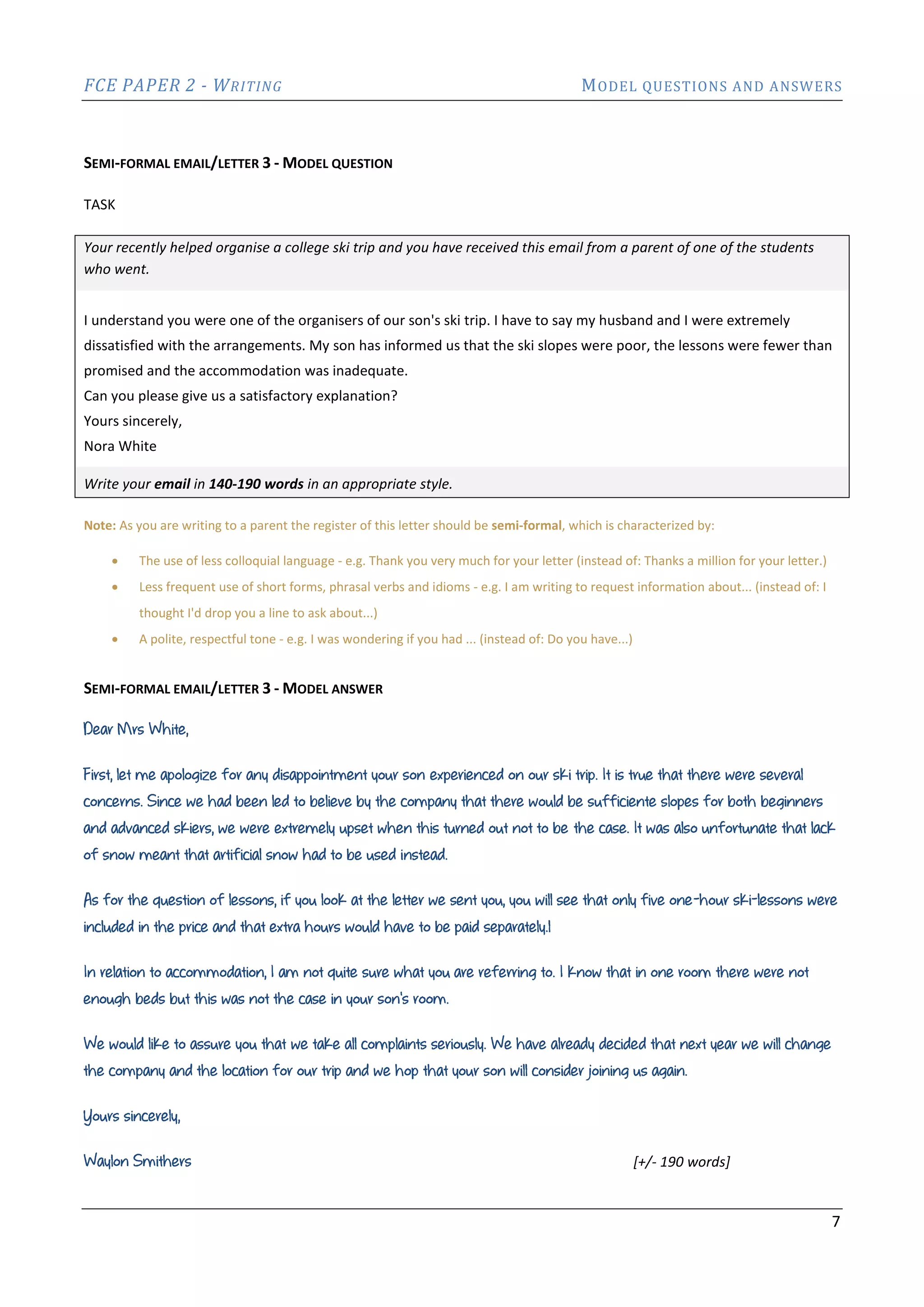 Fce informal letter email | PDF