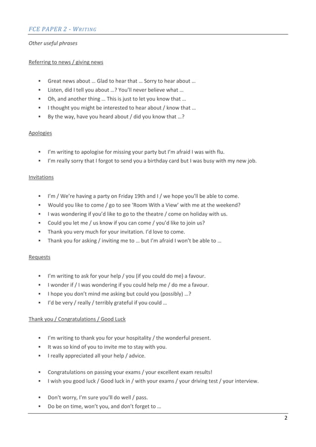 Fce informal letter email | PDF