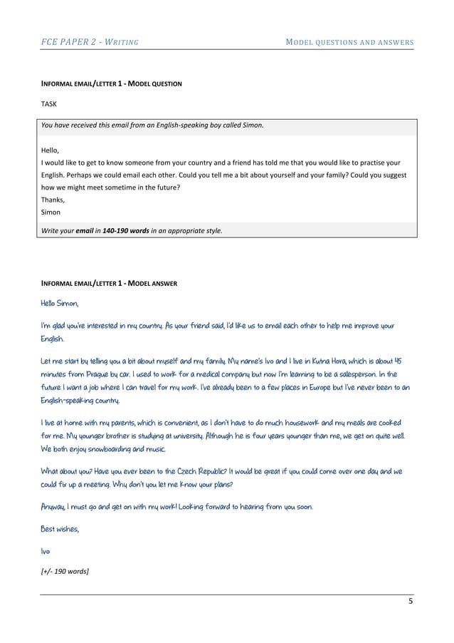 Fce informal letter email | PDF