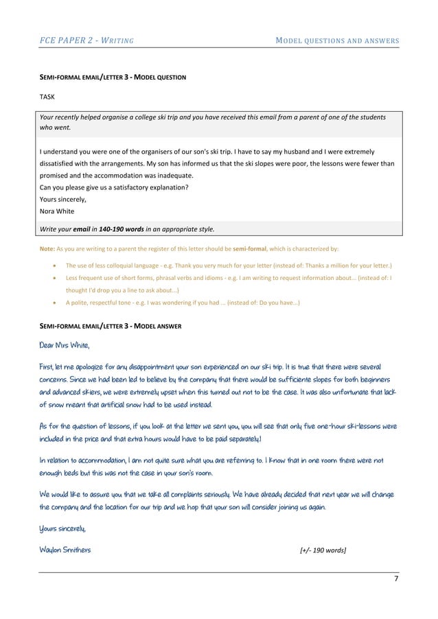 Fce informal letter email | PDF