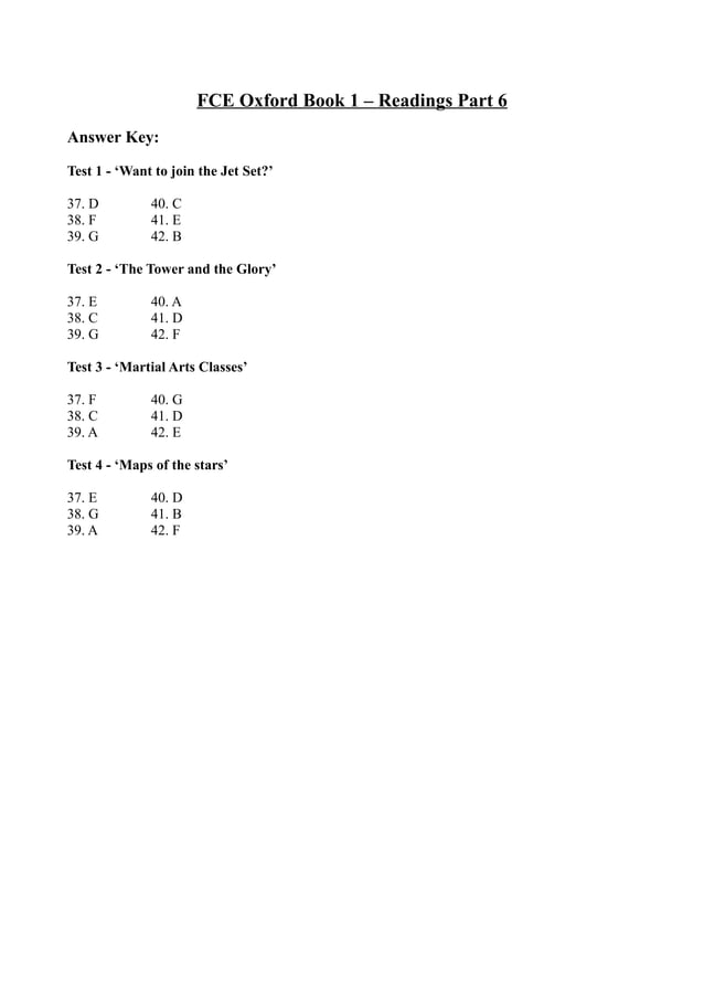 FCE Cambridge Readings Part 6 Answer Key.pdf