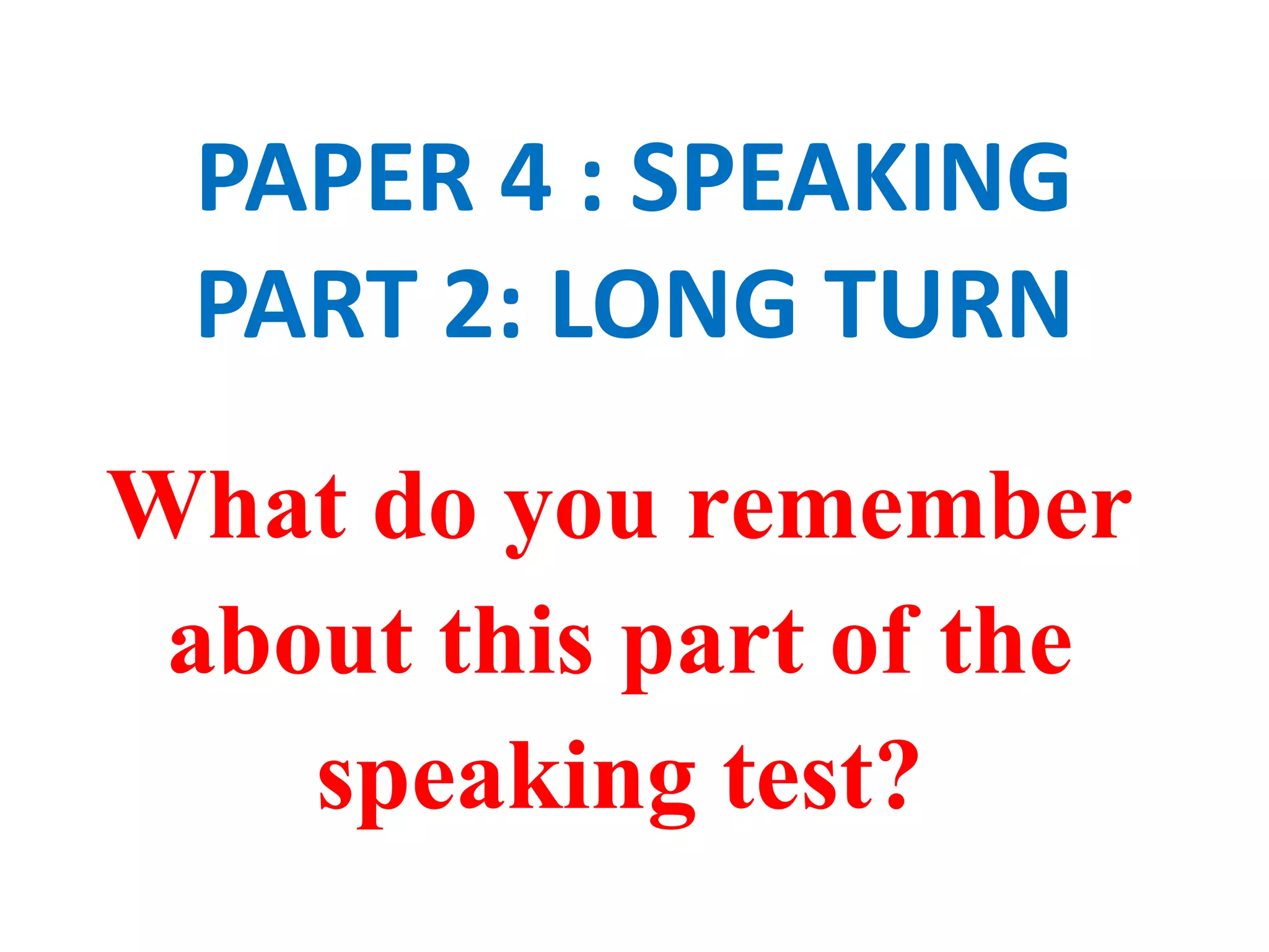 FCE Speaking Paper Part 2 | PPT