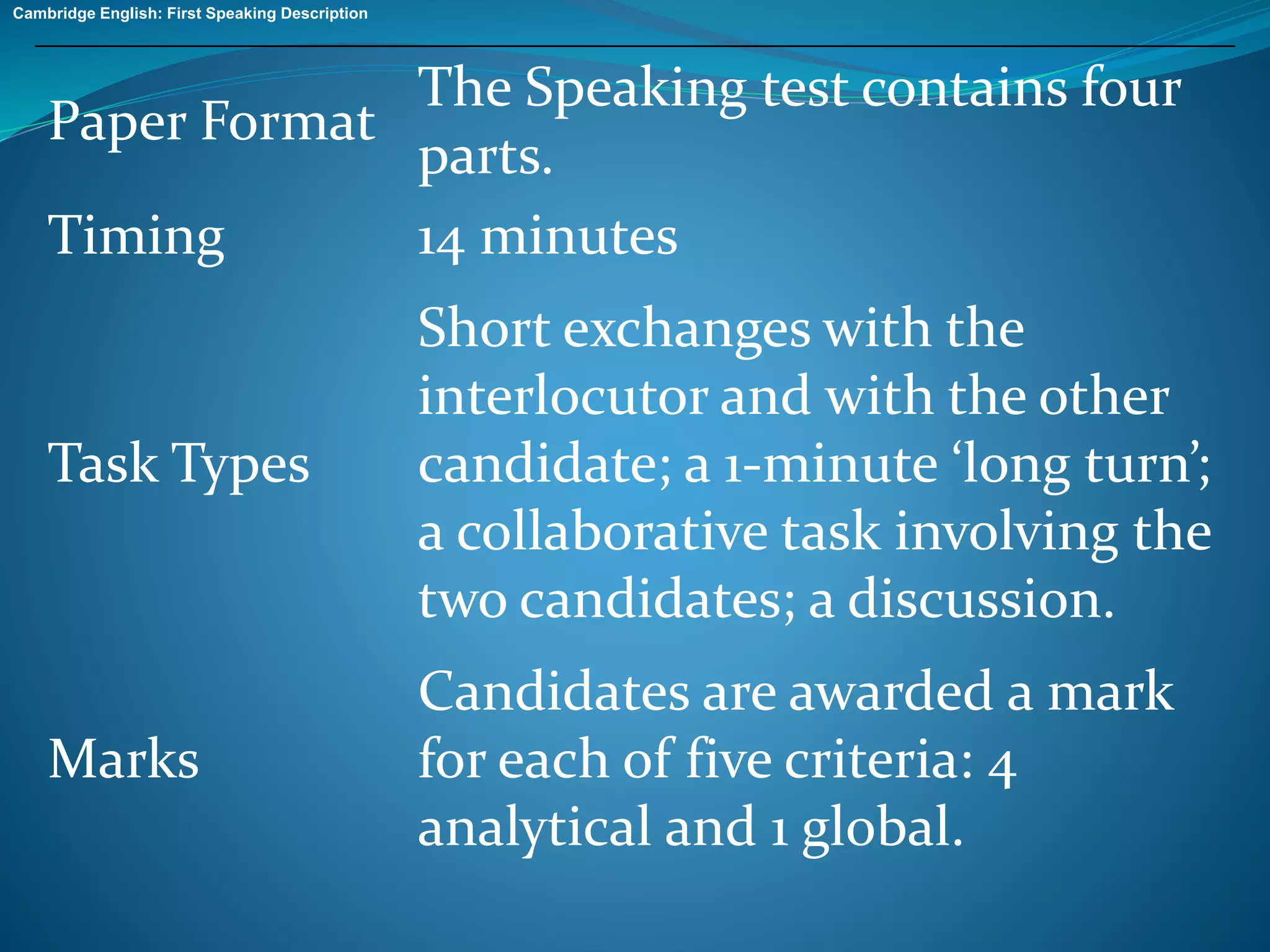 Fce speaking exam presentation | PPTX