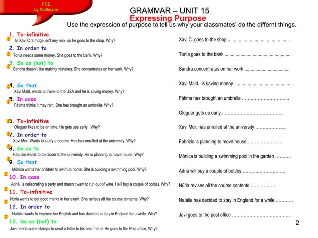 FCE Unit 15 Expressing Purpose | PPT