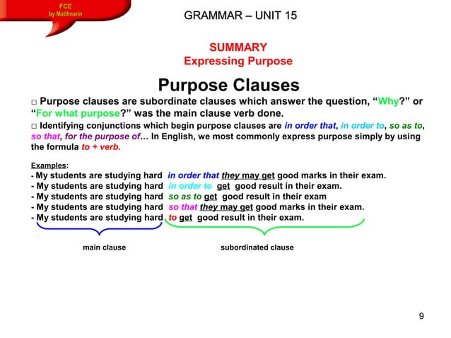 FCE Unit 15 Expressing Purpose | PPT