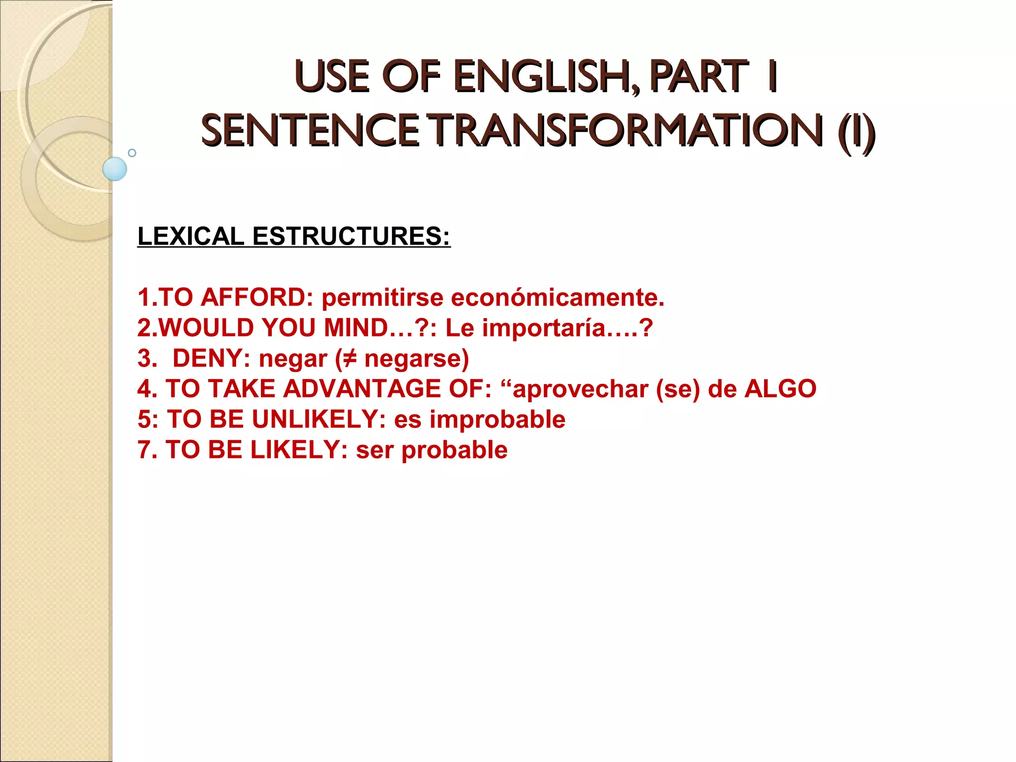 Fce, use of English, LEXICAL PHRASES I | PPT