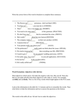 Fce word formation | DOC