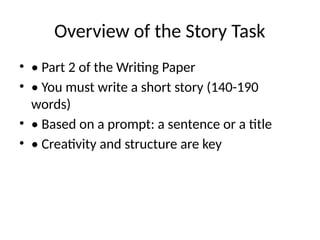 Presentation on tips and hints for the FCE writing task - story | PPT