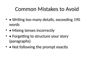 Presentation on tips and hints for the FCE writing task - story | PPT