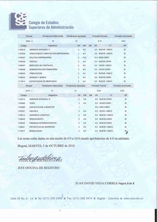 Bachelor in Business Administration - Academic Transcripts -JDV. | PDF