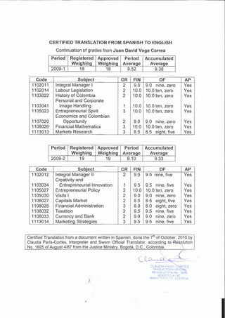 Bachelor in Business Administration - Academic Transcripts -JDV. | PDF