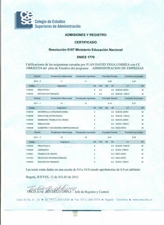 Bachelor in Business Administration - Academic Transcripts -JDV. | PDF