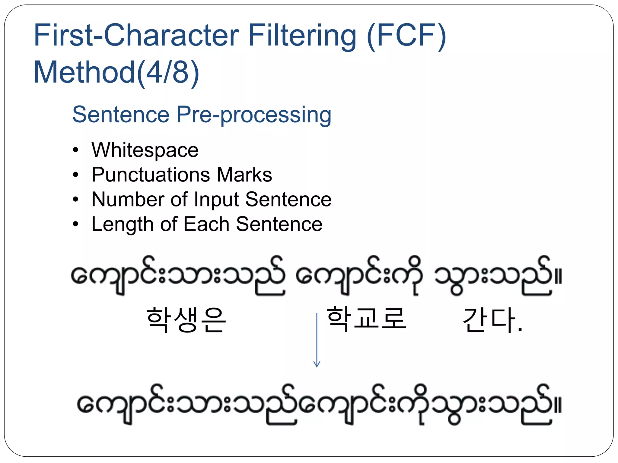 First Character Filtering Method In Syllable Segmentation Using Data