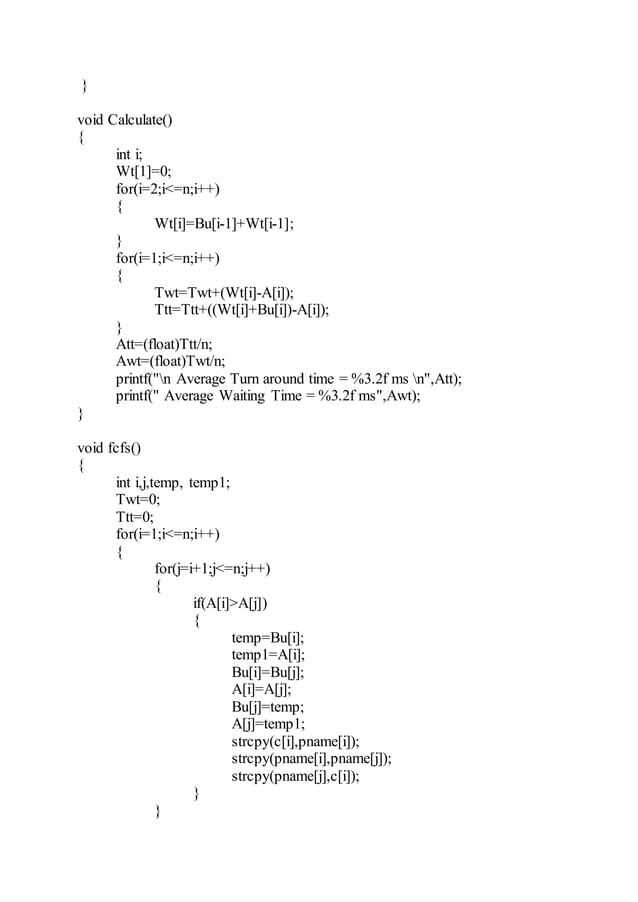 Fcfs Cpu Scheduling With Gantt Chart