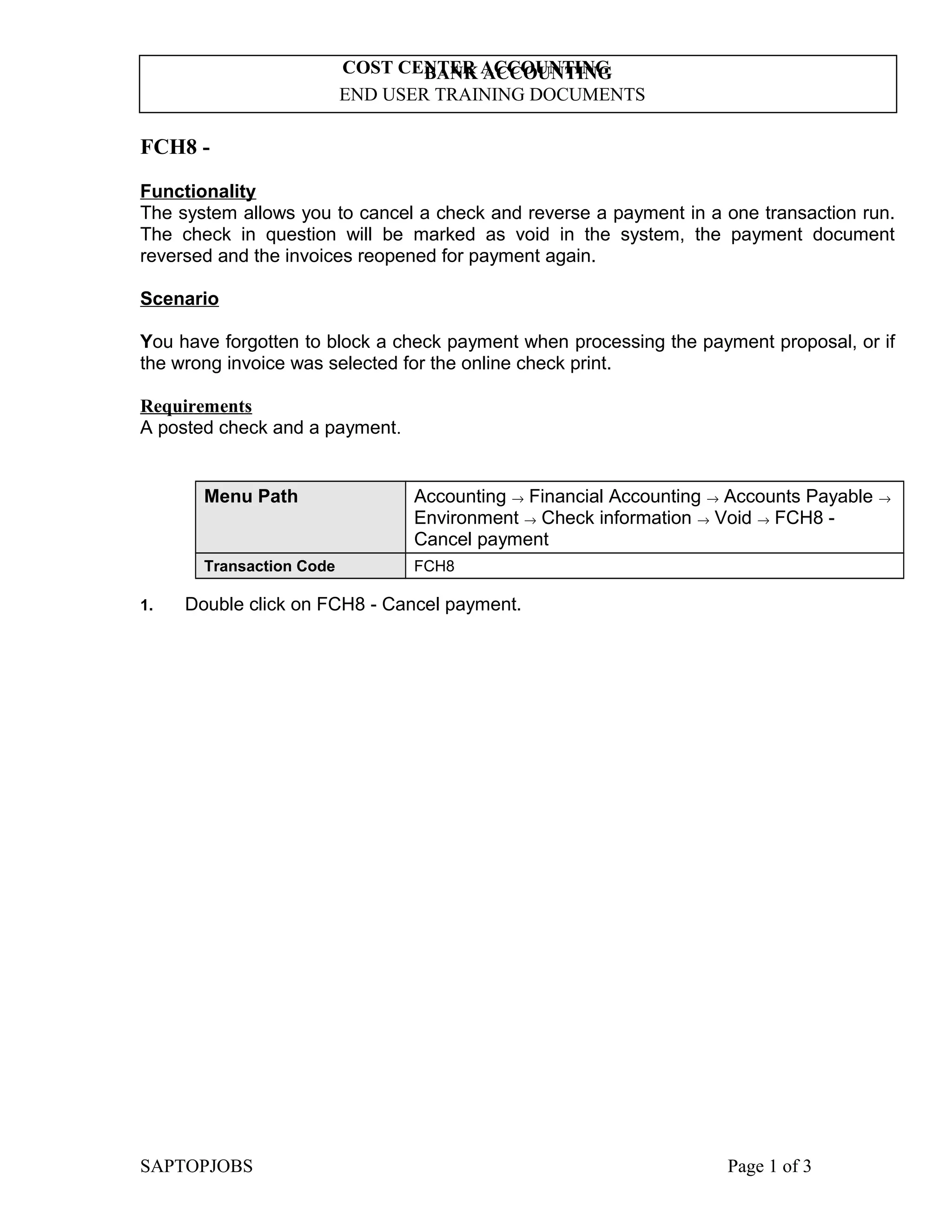 Fch8 reverse check payment | DOC