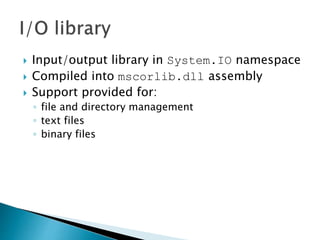 C# Framework class library | PPTX