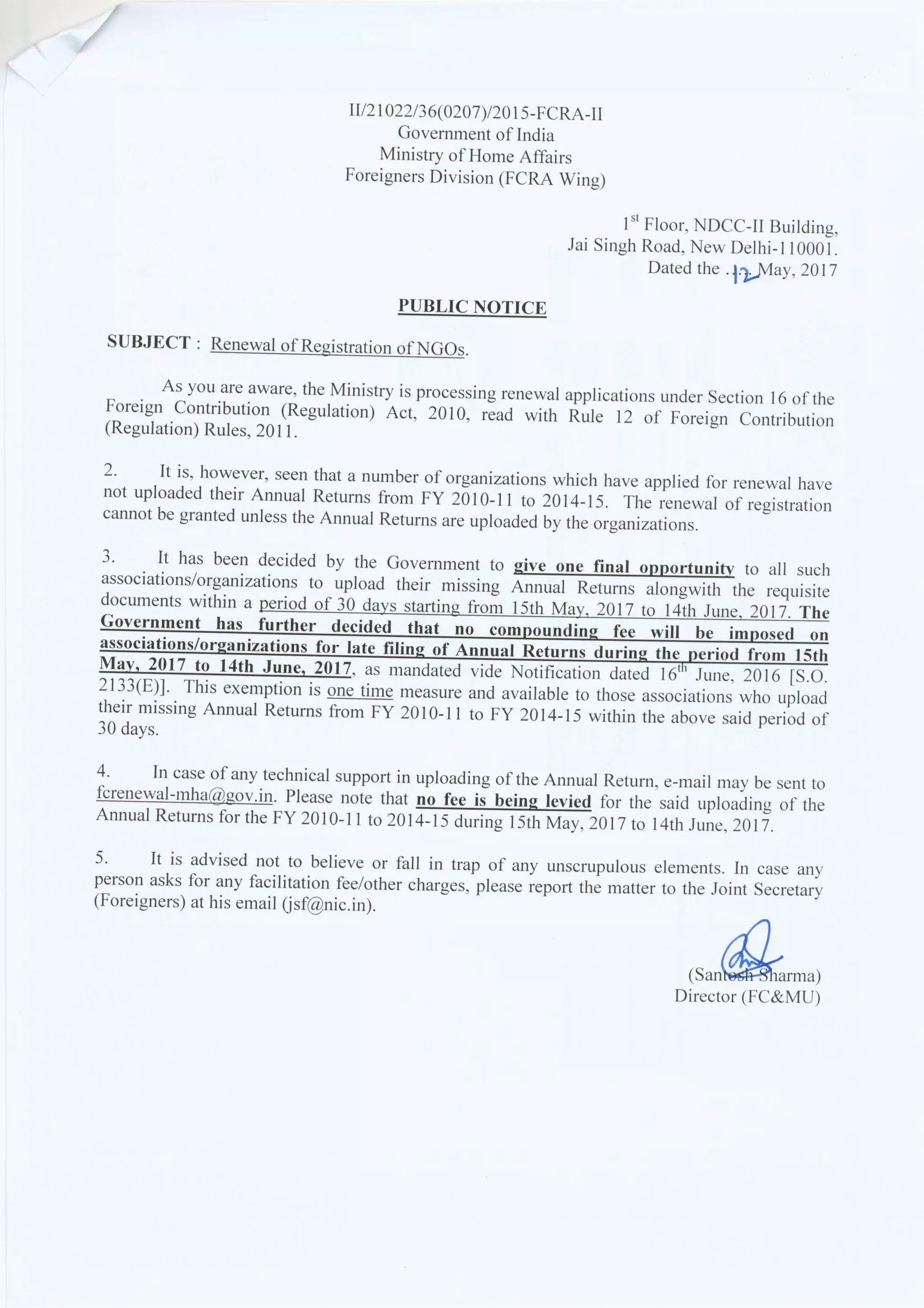 Renewal of Registrations of NGO's | PDF