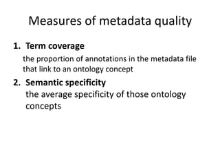 Metadata Analyser: measuring metadata quality | PPT