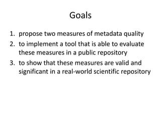 Metadata Analyser: measuring metadata quality | PPT