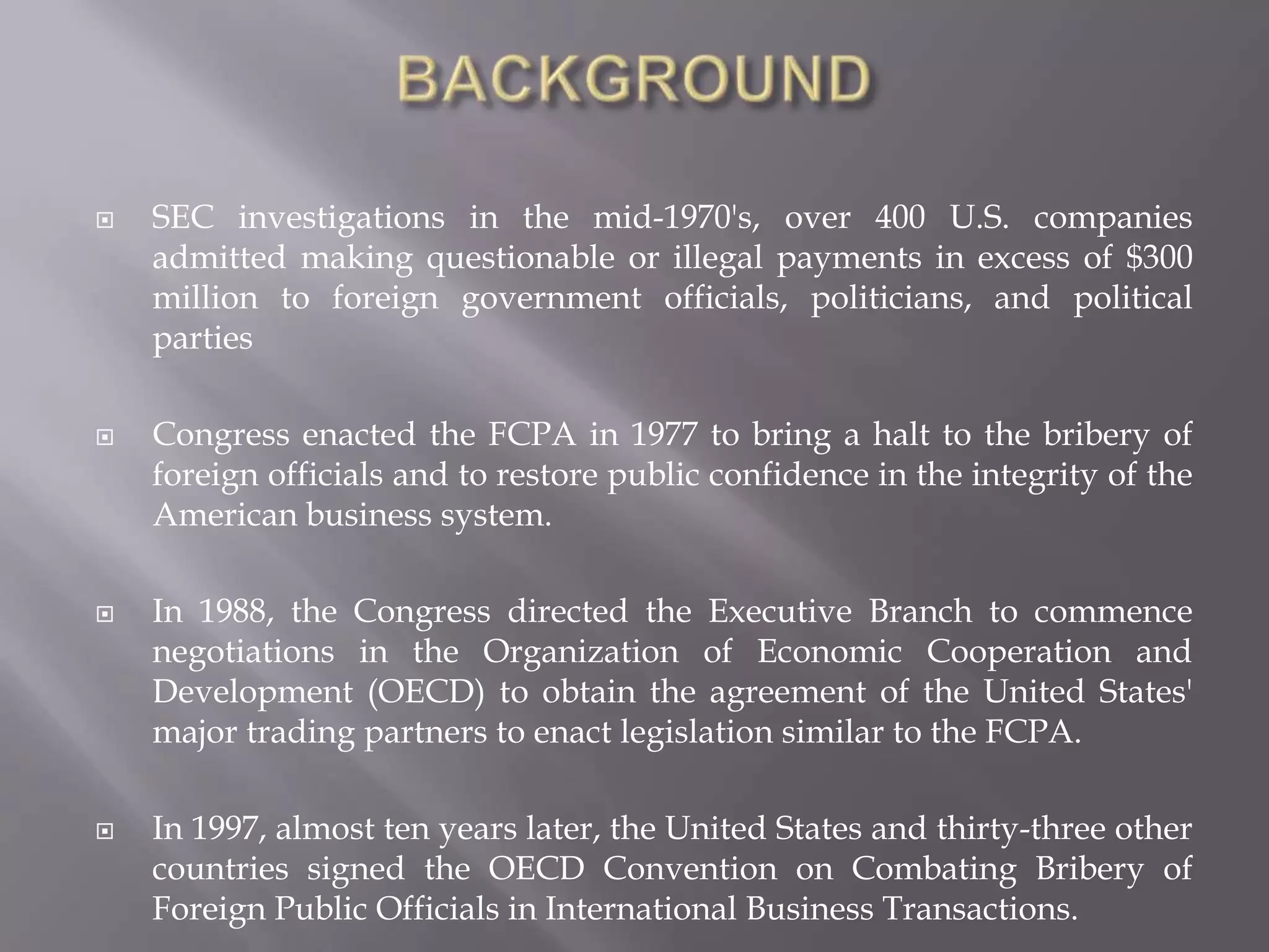 Foreign Corrupt Practices Act | PPTX | Business | Business and Finance