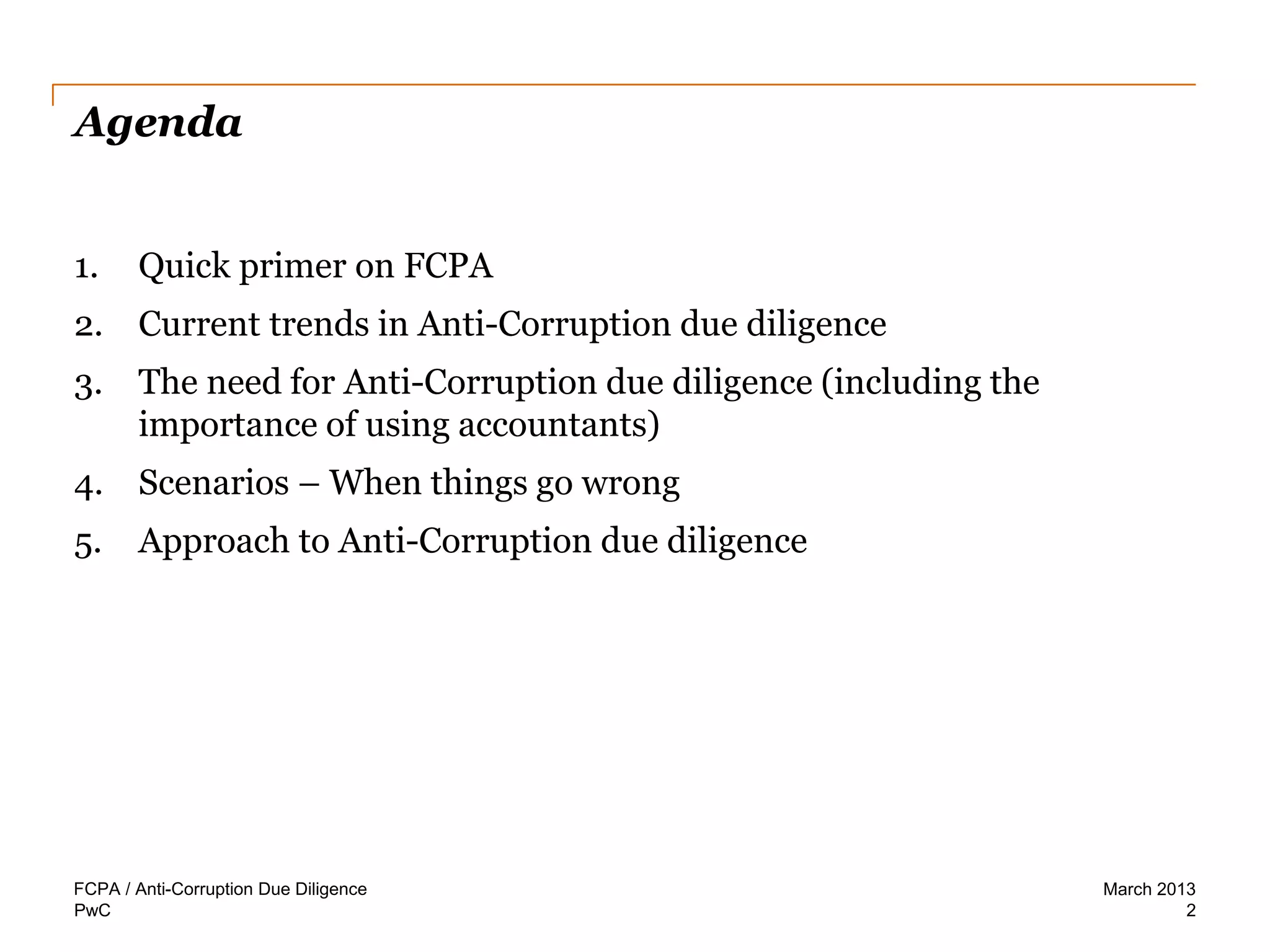 Fcpa anti corruption due diligence - (pwc) | PDF