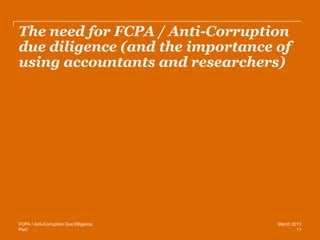 Fcpa anti corruption due diligence - (pwc) | PDF