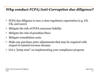 Fcpa anti corruption due diligence - (pwc) | PDF