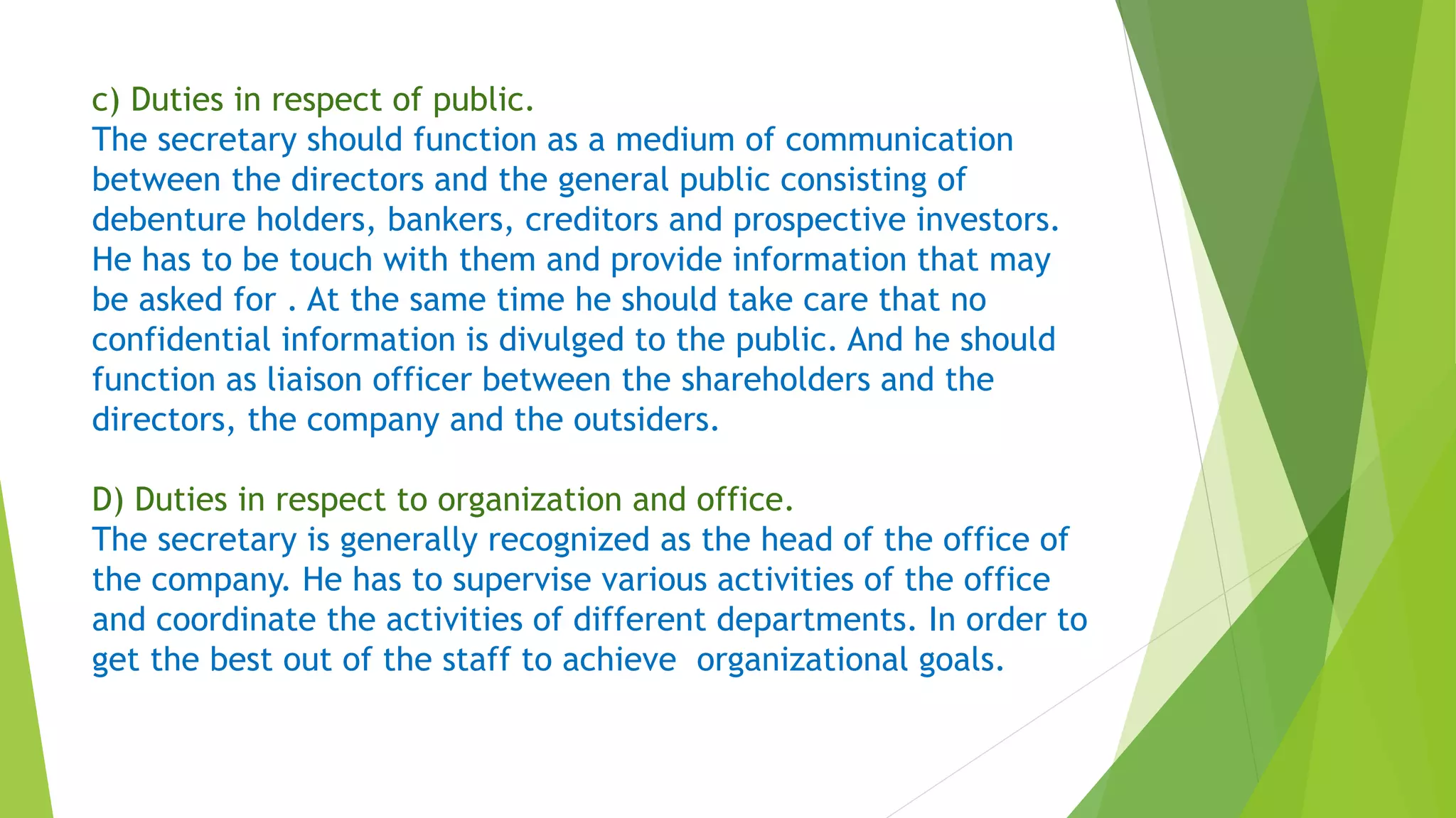 Duties of company secretary | PPTX