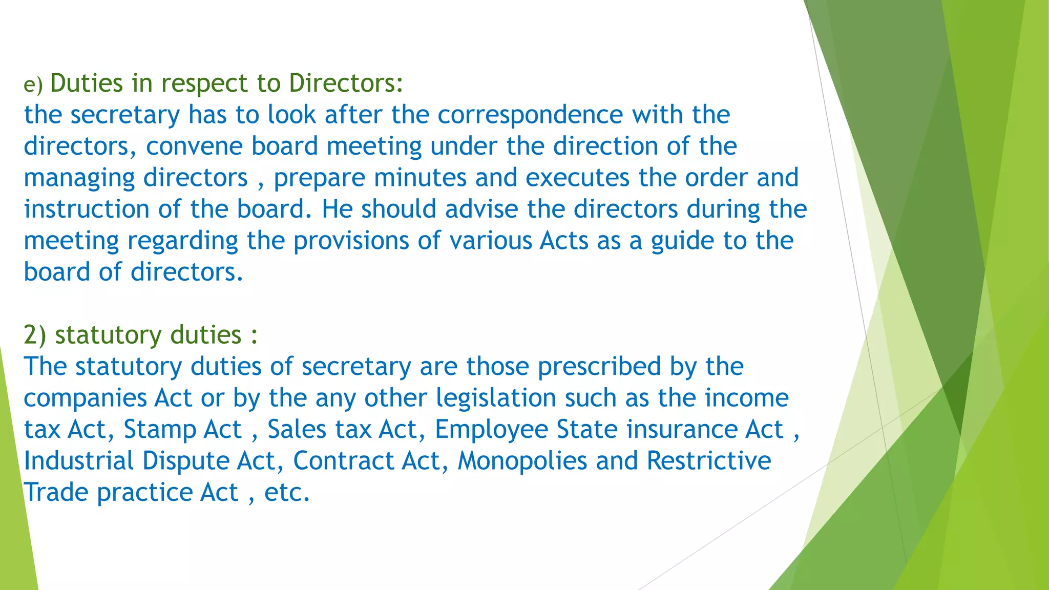 Duties of company secretary | PPTX