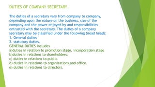 Duties of company secretary | PPTX