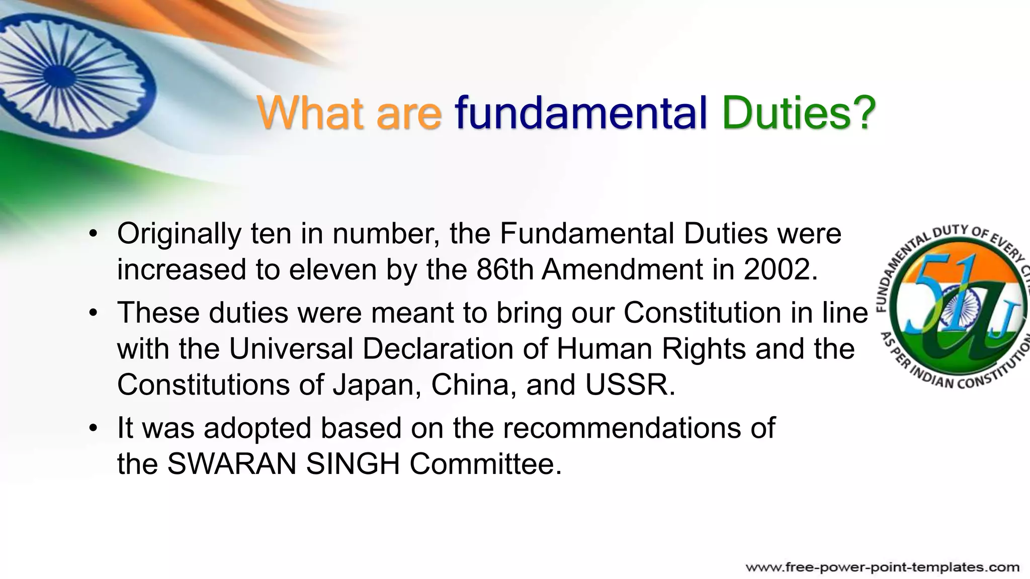 FUNDAMENTAL DUTIES OF INDIAN CITIZEN | PPTX