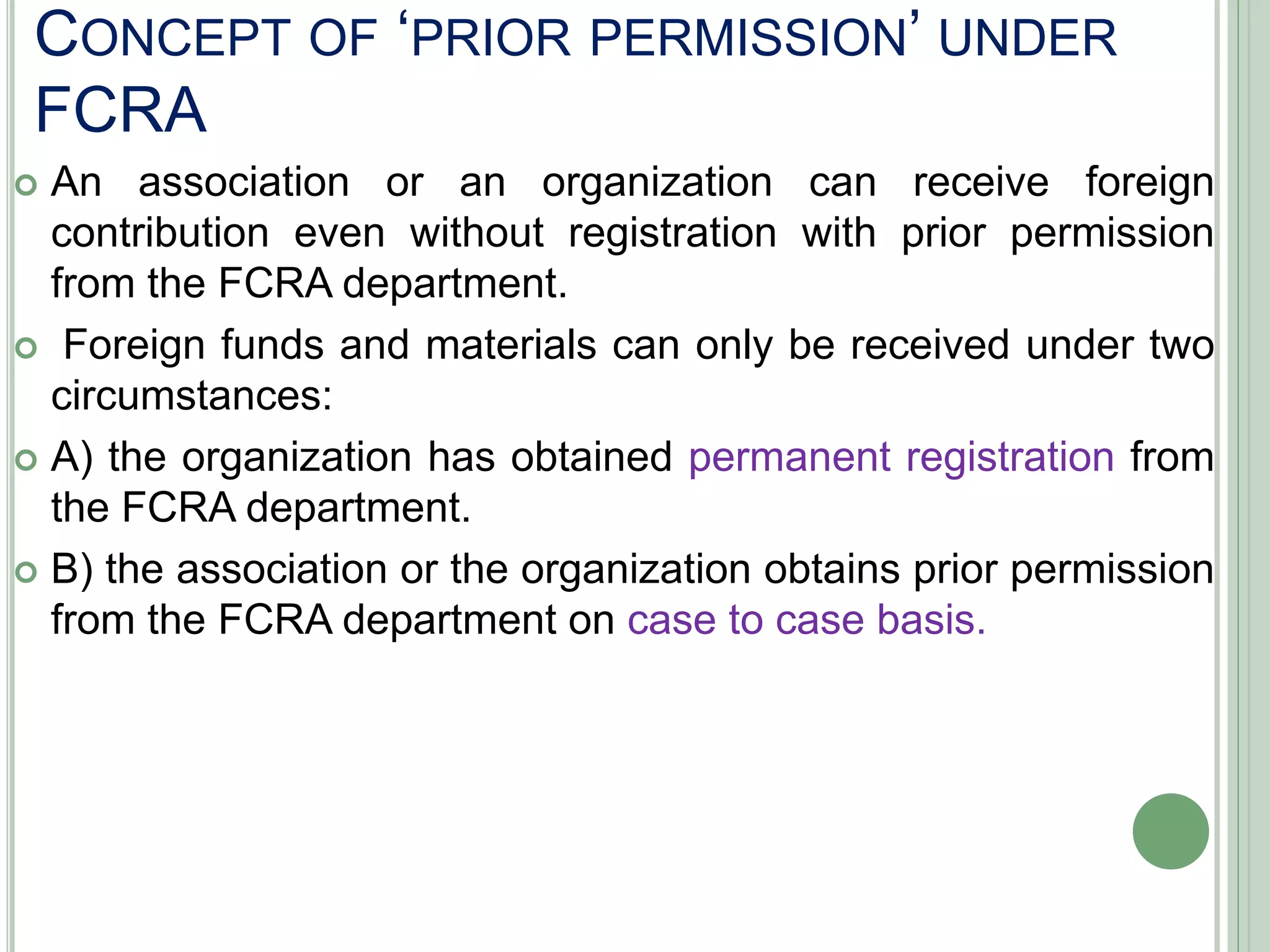 FCRA (Foreign Contribution (Regulation) Act ) 2010 | PPTX
