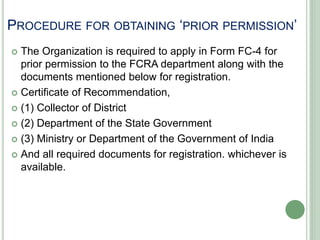 FCRA (Foreign Contribution (Regulation) Act ) 2010 | PPTX