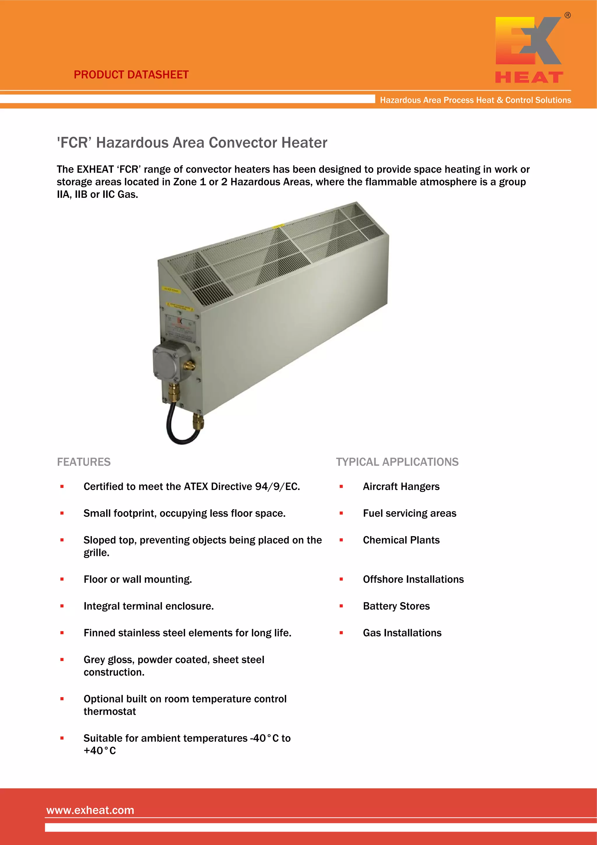 FCR Convector Heater Exheat Flameproof Fan Heaters - Hazardous Area ...
