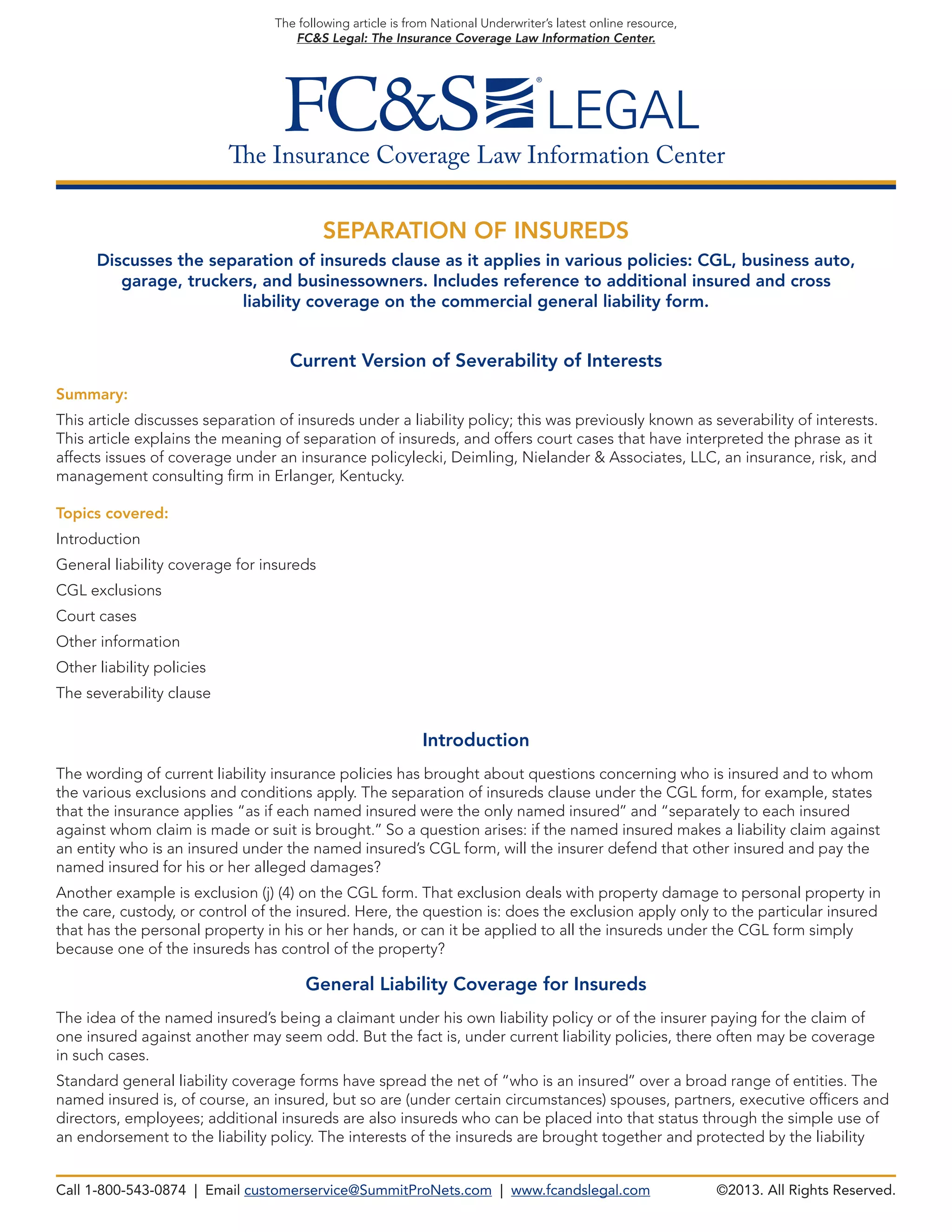 Separation of Insureds | PDF